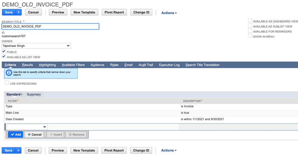 Set Up Oracle NetSuite to Send Initial Open Invoices to Auditoria ...