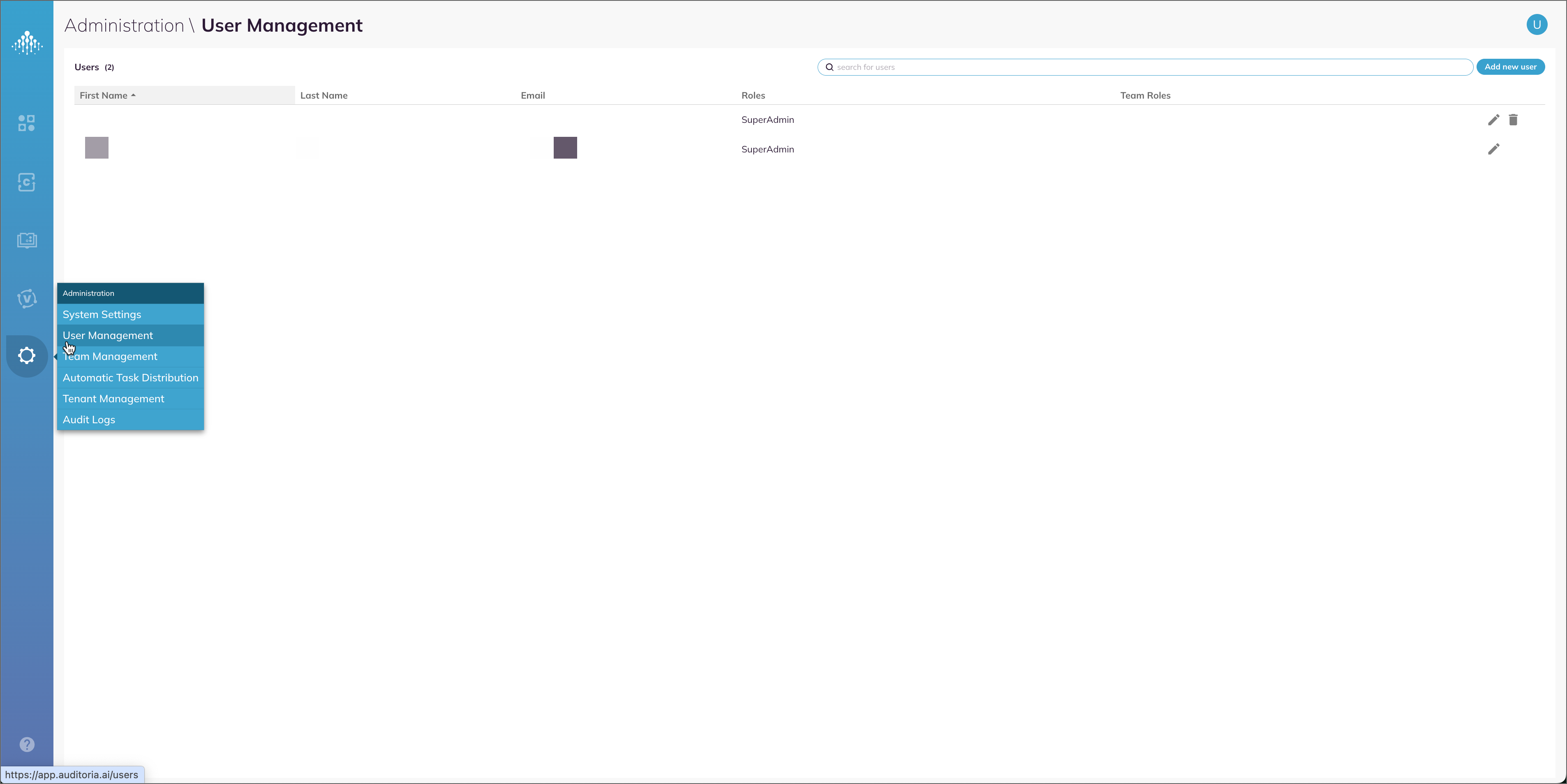 User Management – Auditoria.ai