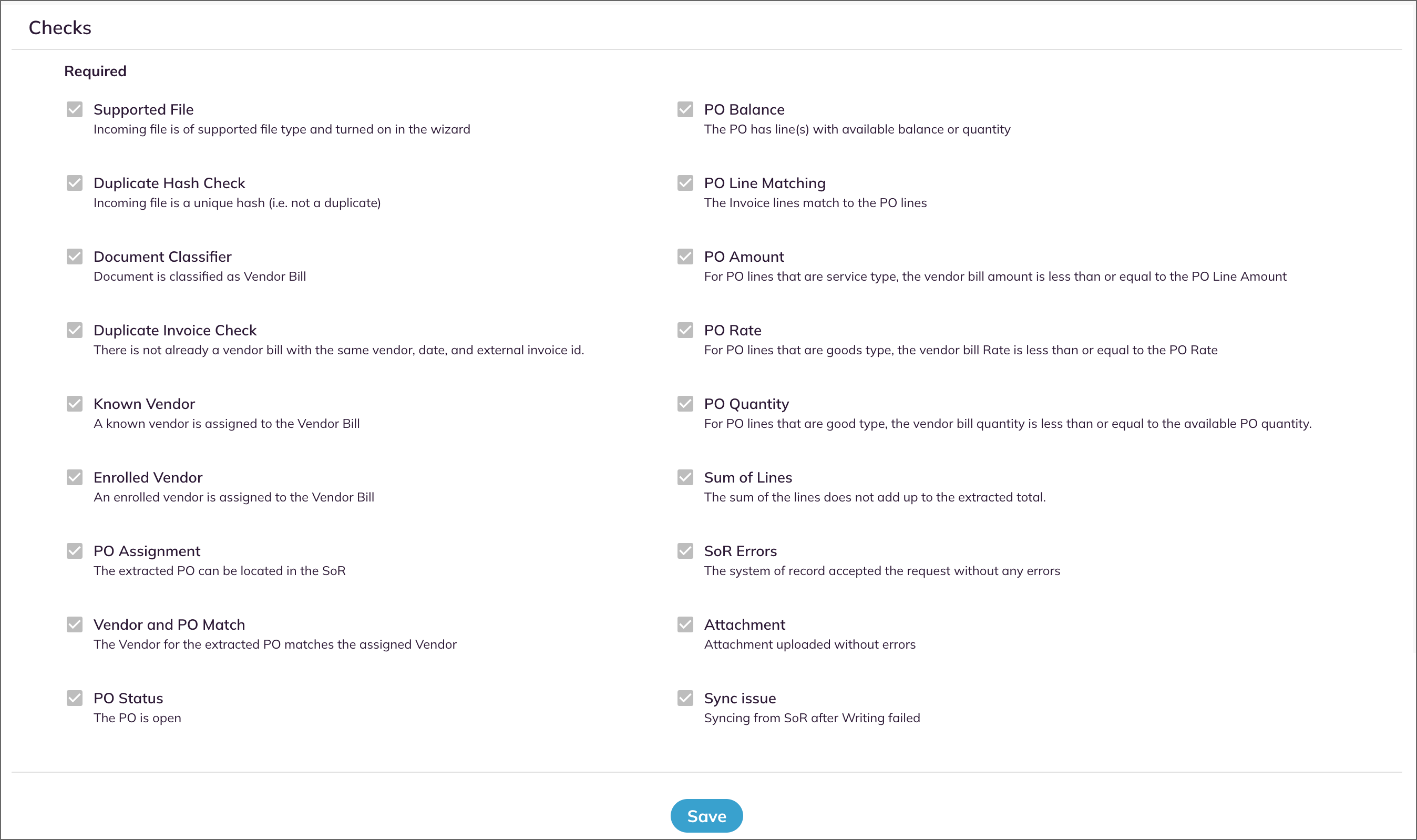 AP Invoices Checklist – Auditoria.ai